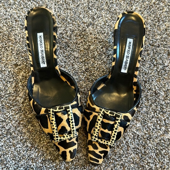 Manolo Blahnik | Shoes | Manolo Blahnik Leopard Print Pony Hair Heals ...
